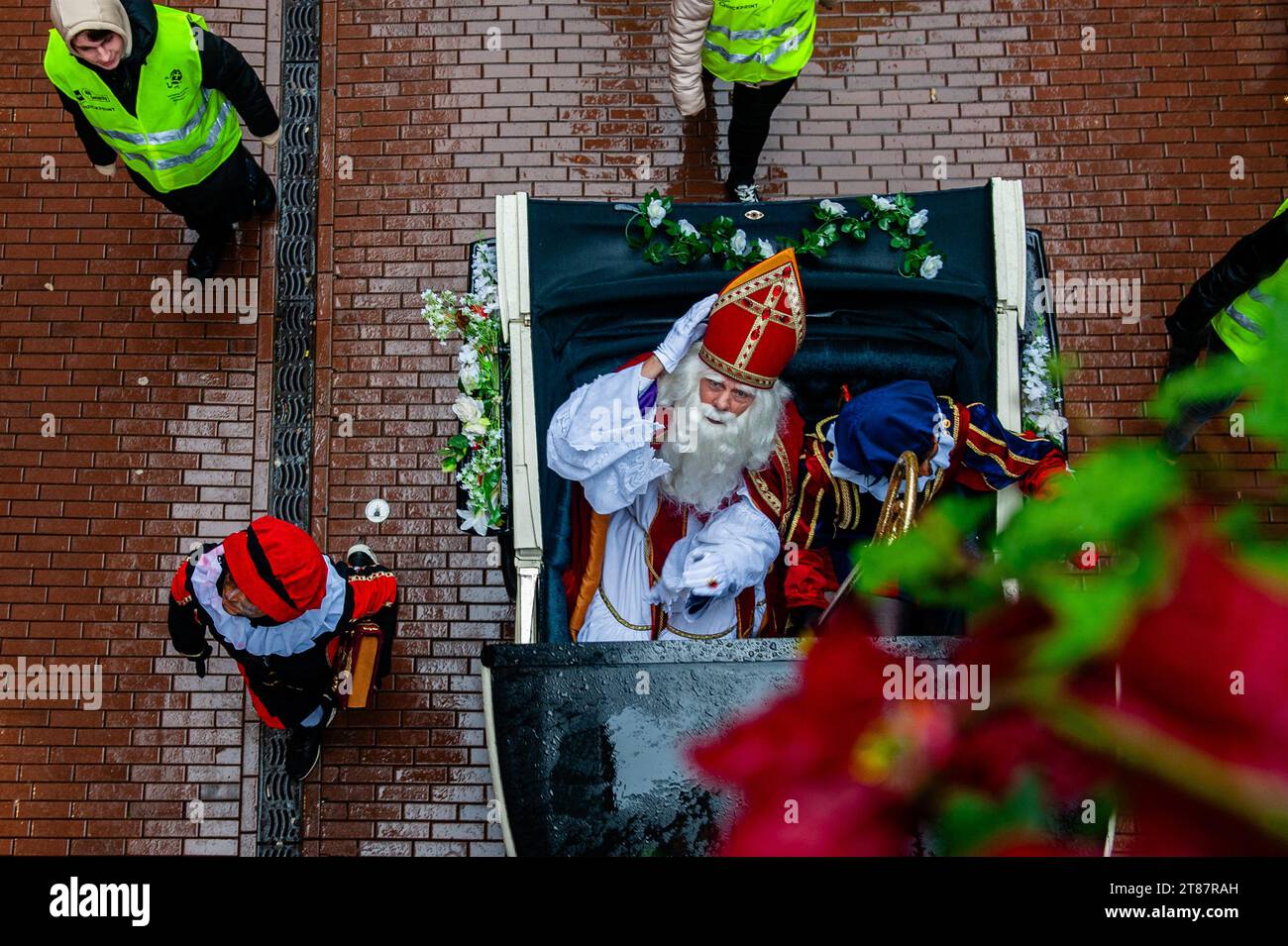 Nijmegen, Netherlands. 18th Nov, 2023. St. Nicholas is seen cheering to ...