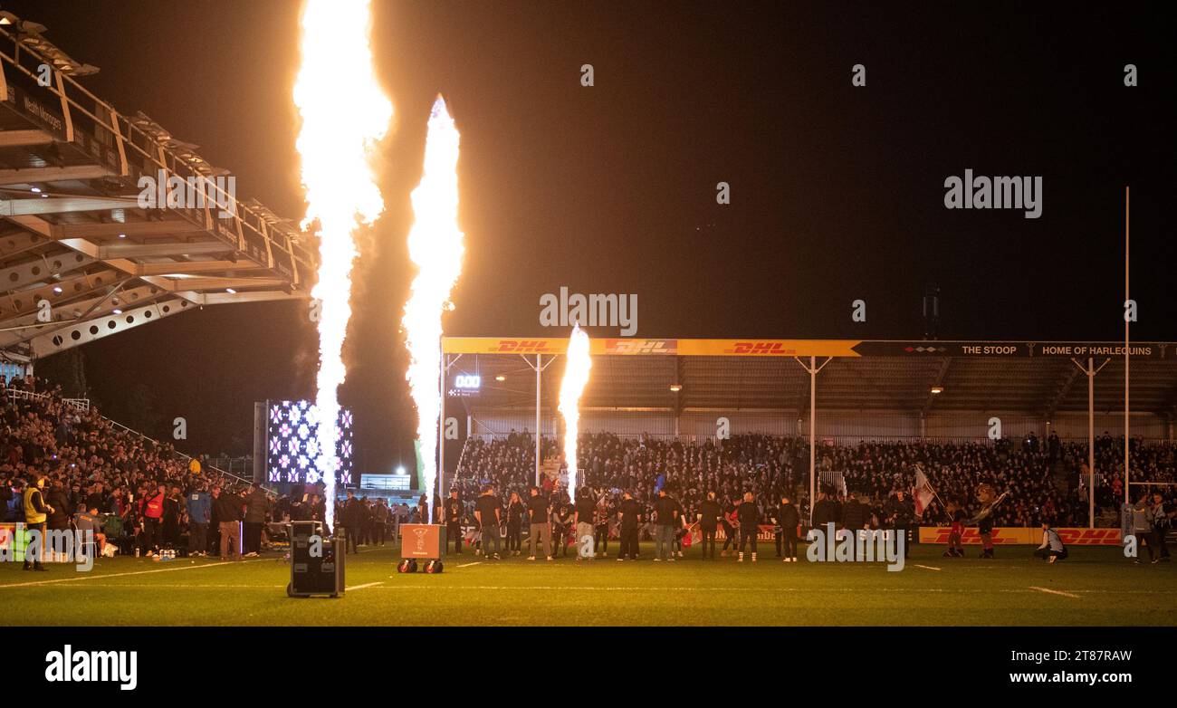 Pyrotechnics display at the start of the Gallagher Premiership Rugby ...