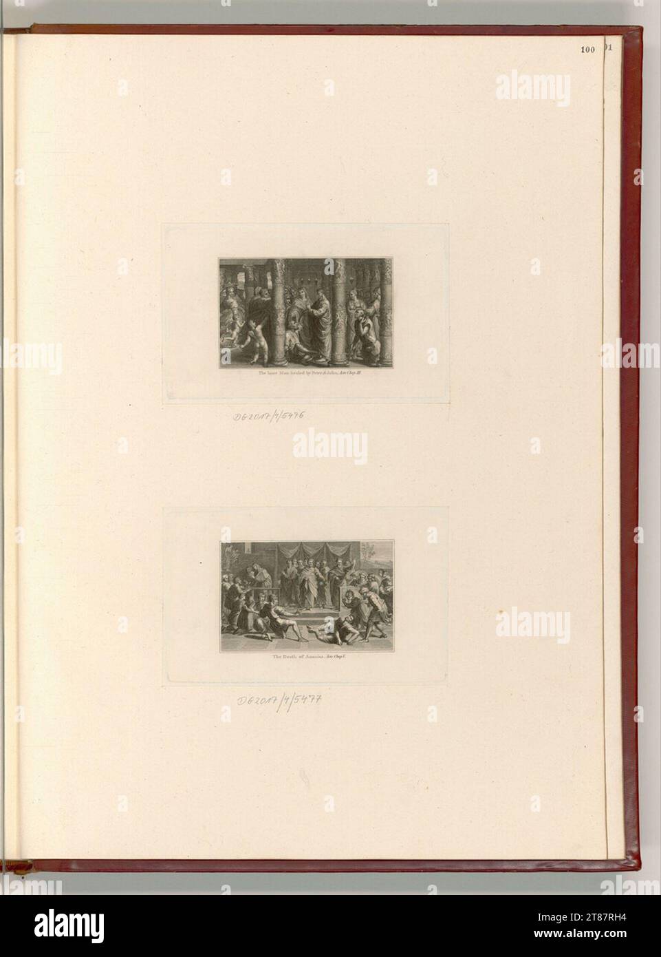 unbestimmt (Engraver) Healing of the lame; The death of Ananias. Copper engraving, etching 1705 ...