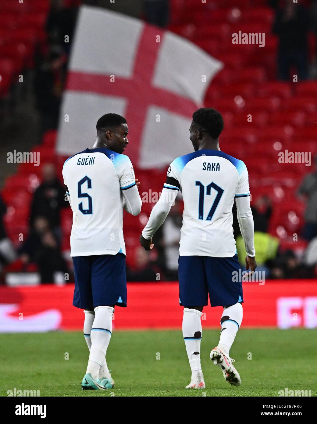 LONDON, ENGLAND - November 17: Marc Guehi, Bukayo Saka of England during the UEFA EURO 2024 ...