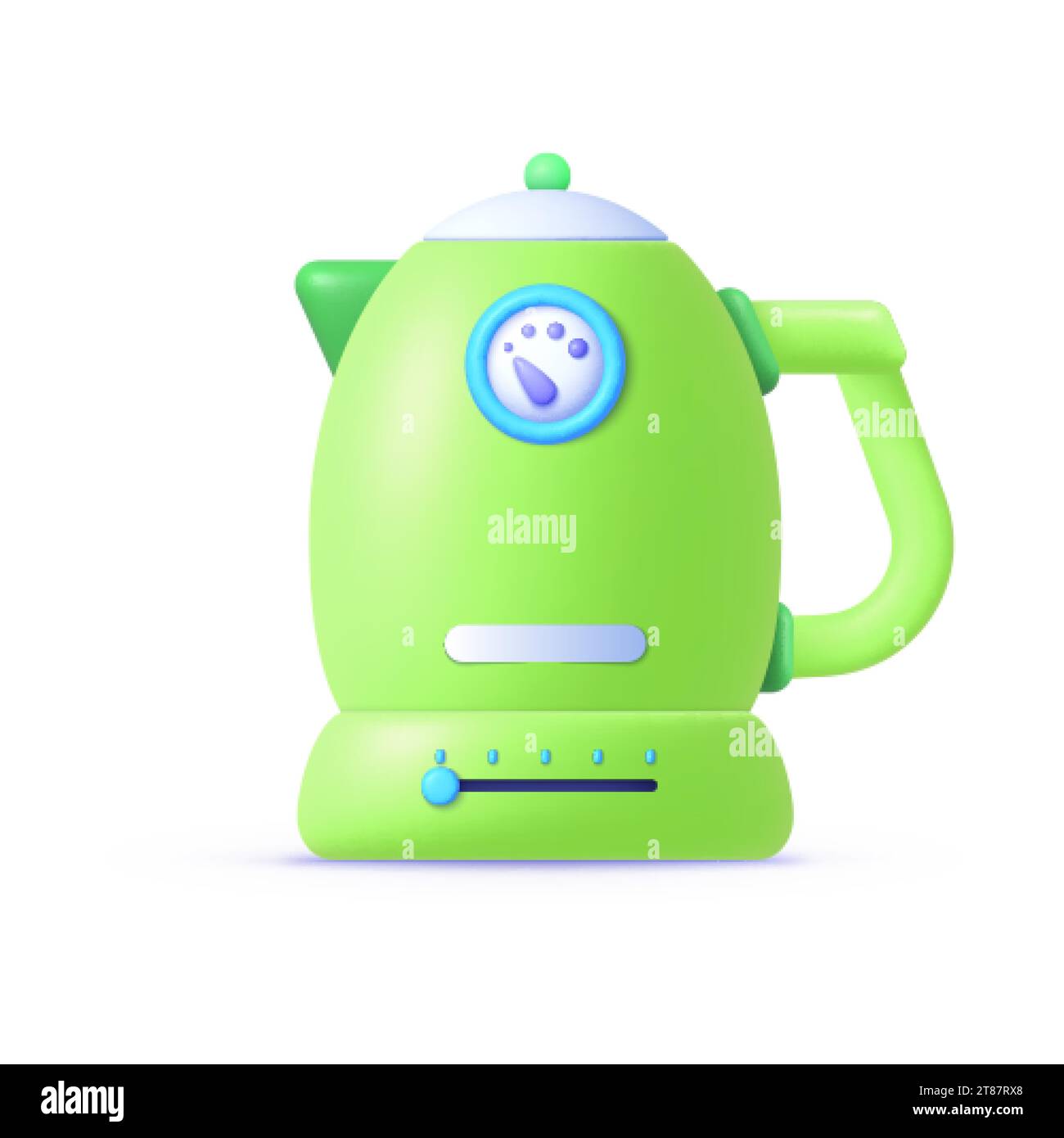 Green electric kettle 3d in modern style on light background. Vector ...