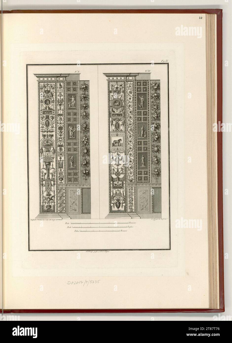 Carlo Lasinio (Engraver) Wall decoration with grotesque. Copper ...