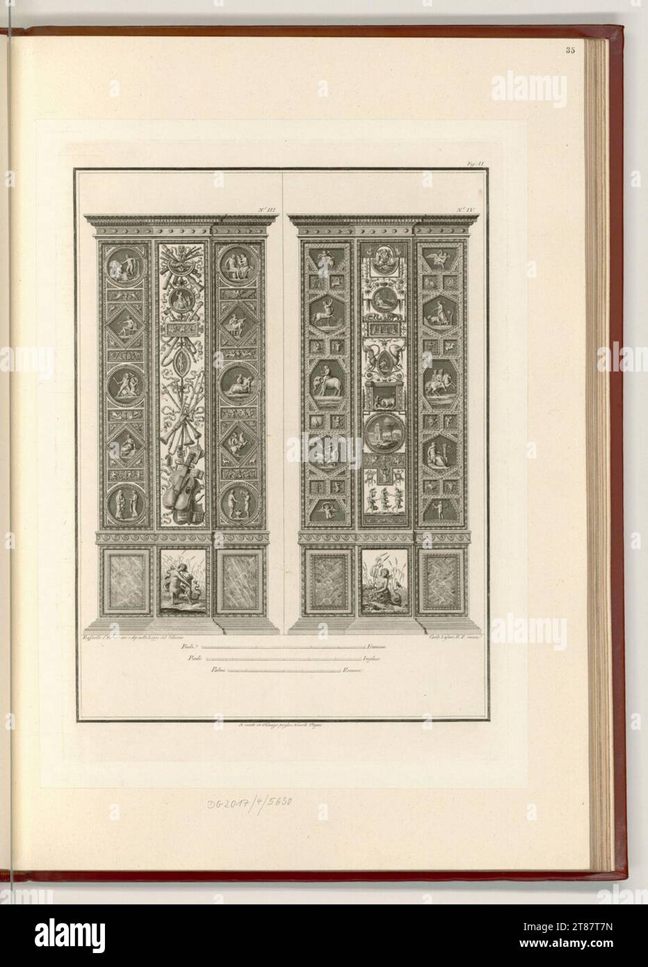 Carlo Lasinio (Engraver) Wall decoration with grotesque. Copper ...