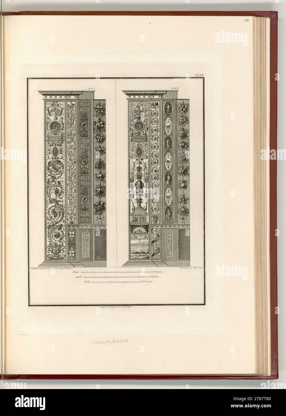 Carlo Lasinio (Engraver) Wall decoration with grotesque. Copper ...