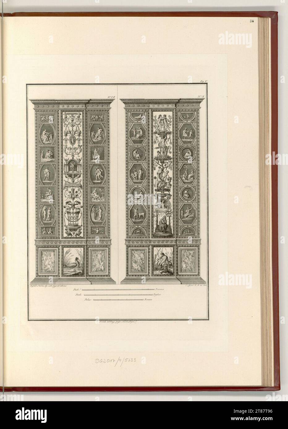 Carlo Lasinio (Engraver) Wall decoration with grotesque. Copper ...