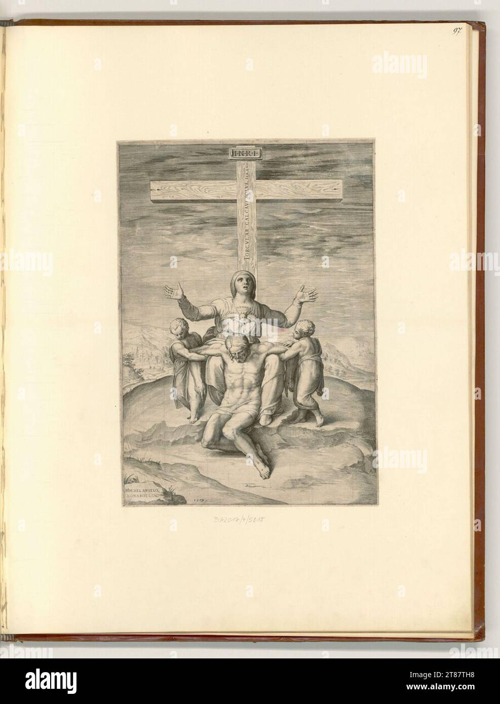 unbestimmt (Engraver) Pieta at the foot of the cross with two angels ...
