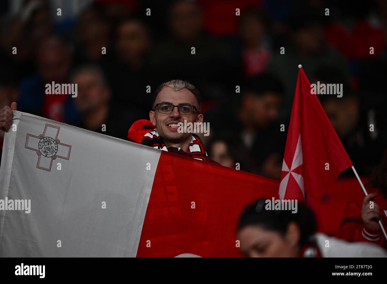 LONDON, ENGLAND - November 17: Fans of Malta during the UEFA EURO 2024 ...