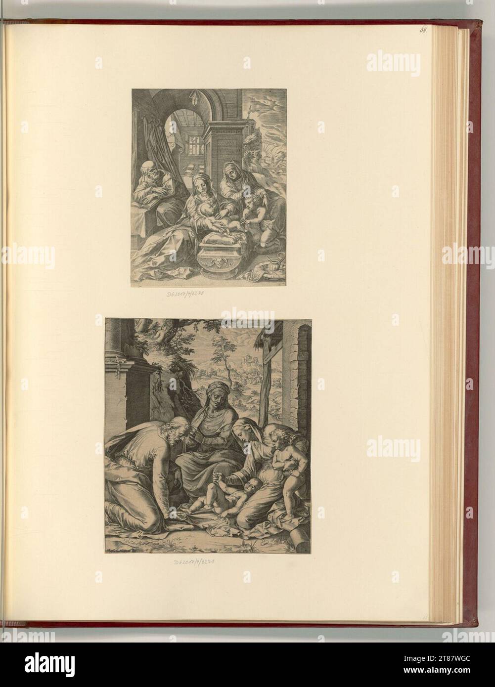 Cornelis Cort (Engraver) Holy family. Copper engraving print Mitte 16 ...