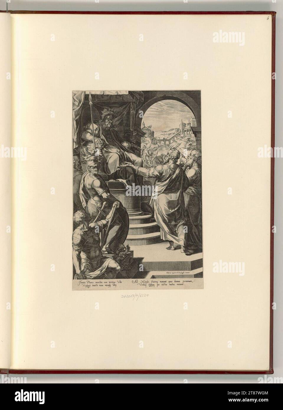 unbestimmt (Engraver) Moses before the Pharaoh. Copper engraving print ...