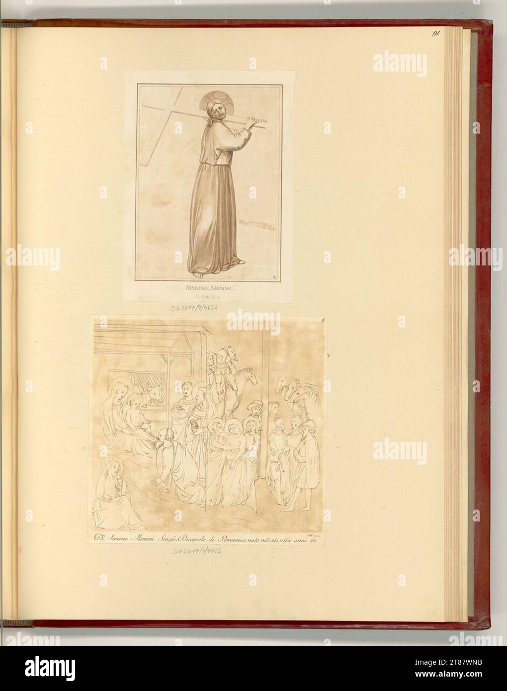 Simone Martini Christ with cross; Adoration of the kings. Etching, sound plate 1750-1850 , 1750/ ...