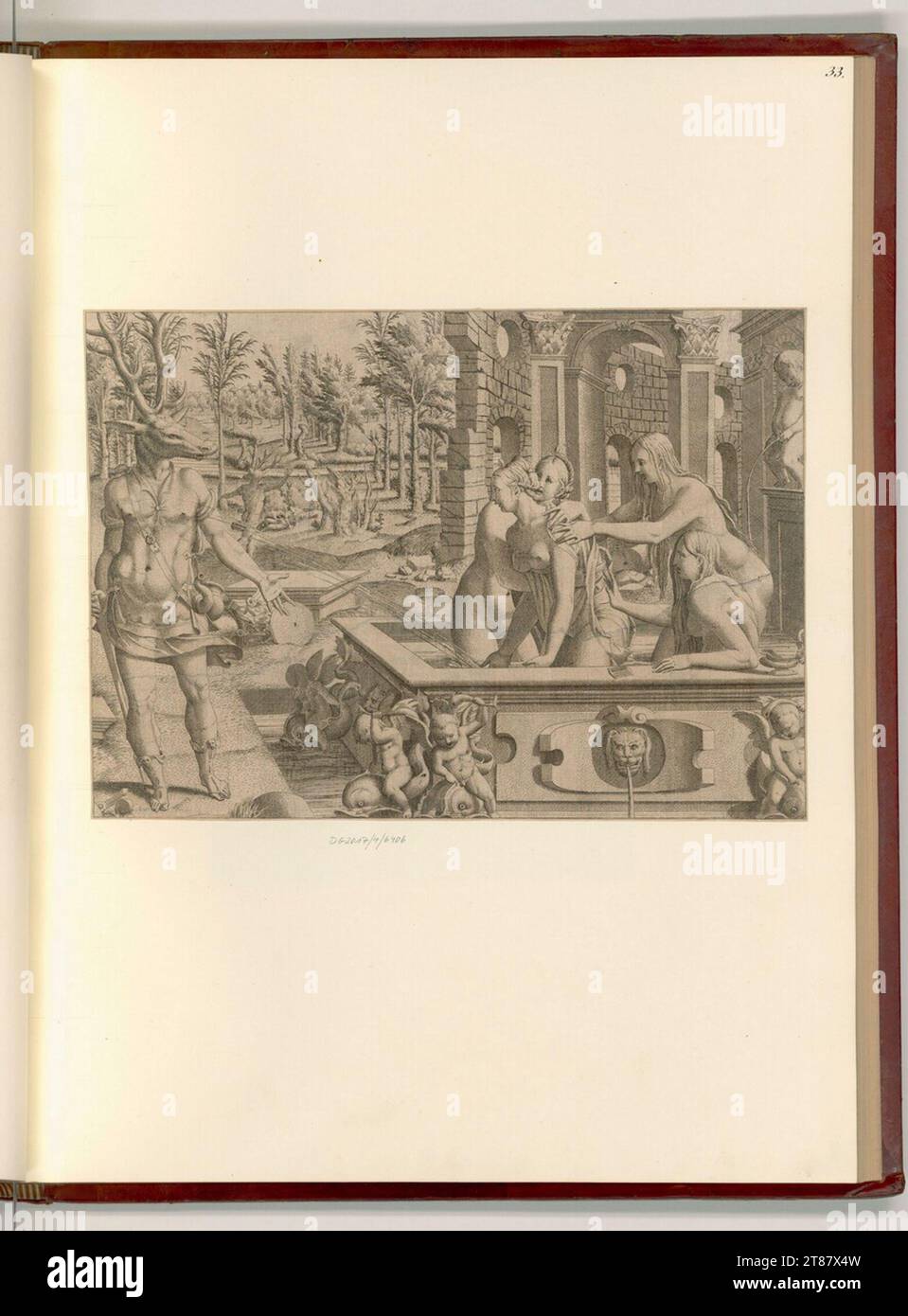 Luca Penni Diana in the bathroom and actaeon. Copper engraving, etching ...