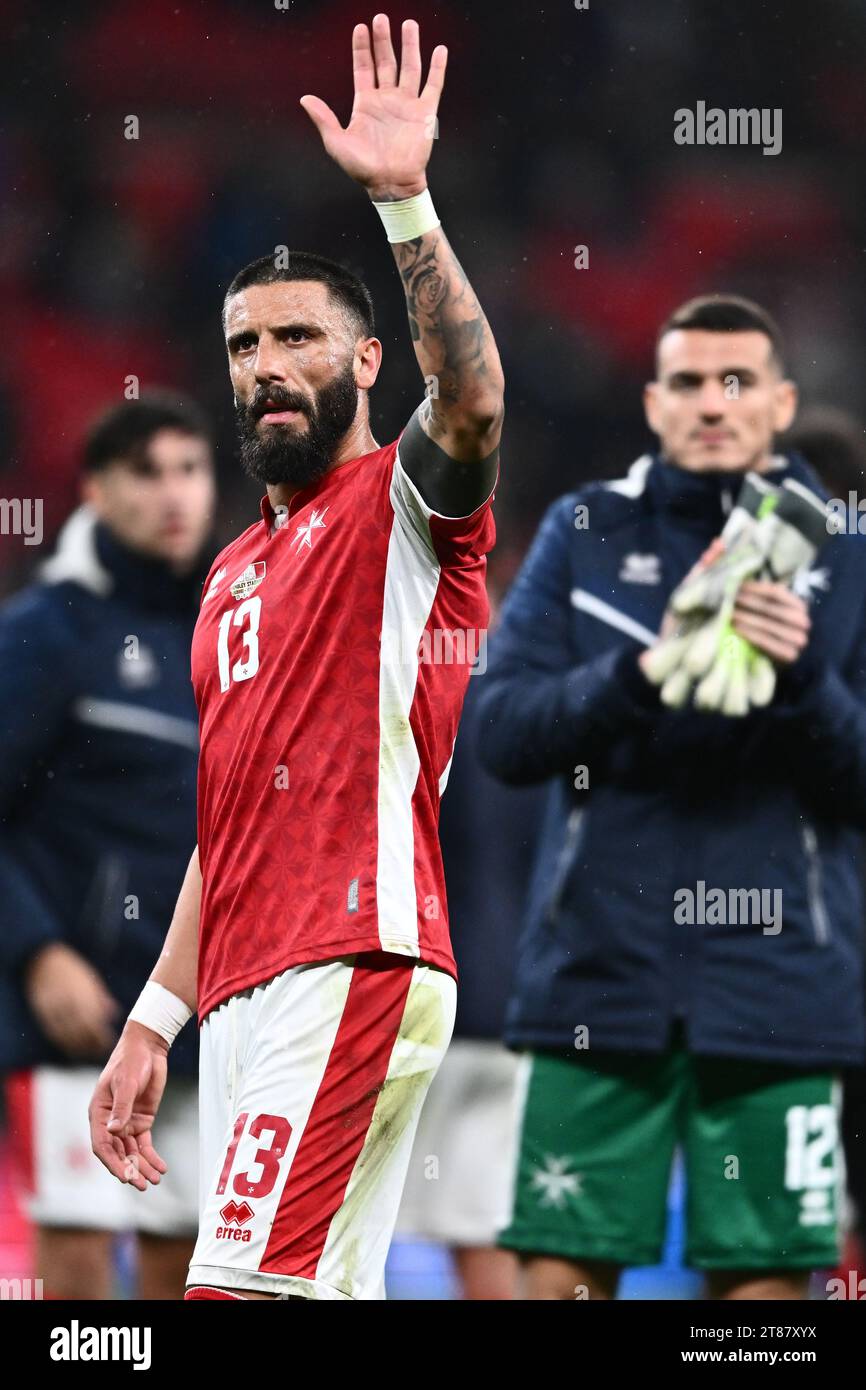 LONDON, ENGLAND - November 17: Enrico Pepe of Malta during the UEFA ...