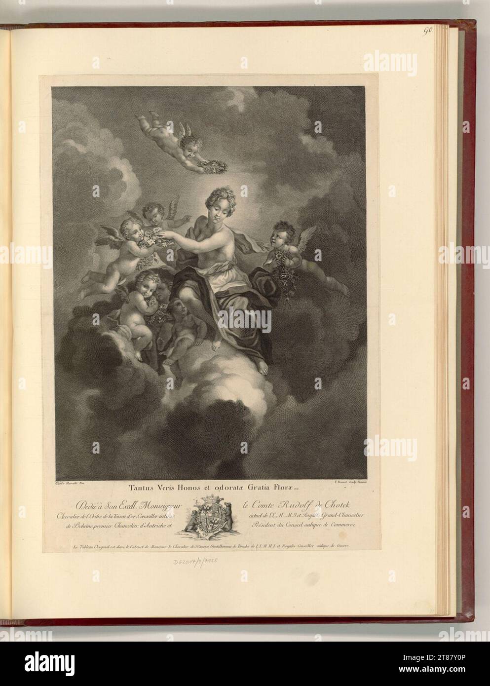 F. Brunet (Engraver) Flora with putten. Copper engraving print 1640 ...