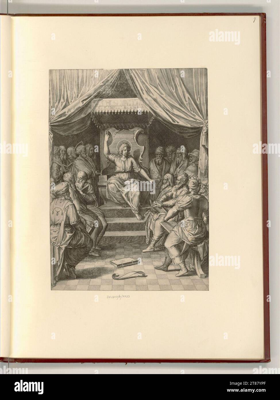 unbestimmt (Engraver) The twelve -year -old Jesus in the temple. Copper engraving print 1550 ...