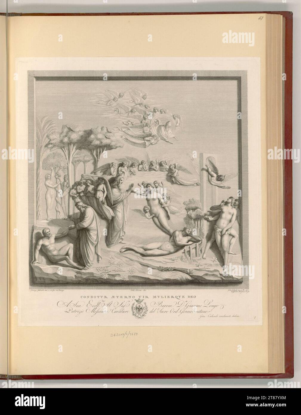 Giuseppe Calendi (Engraver) Relief fields on the paradise portal, Adam ...