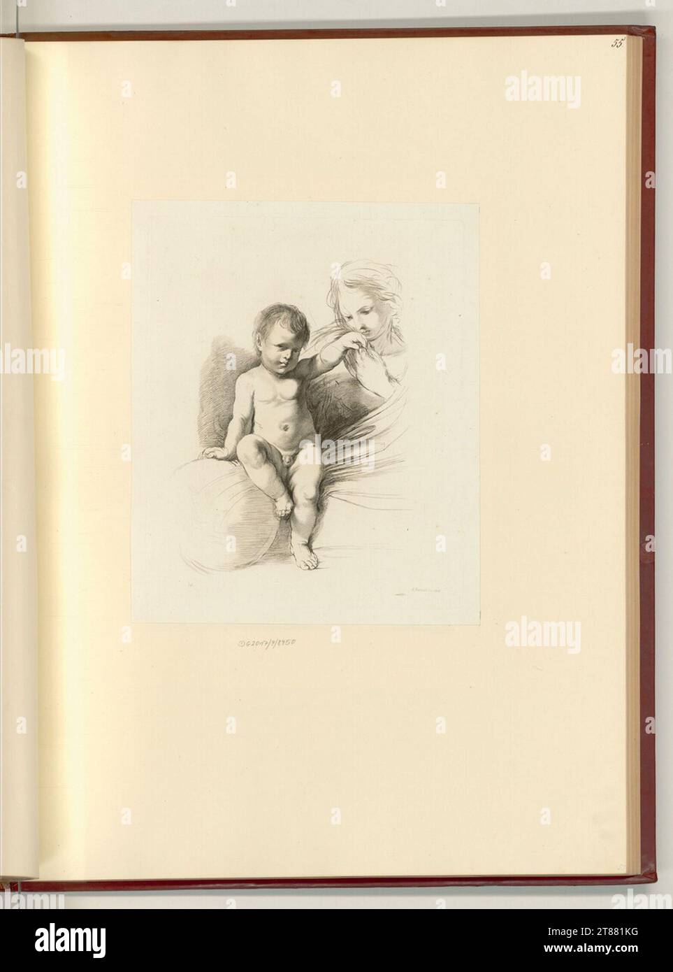 Johann Adam von Bartsch (Engraver) Jesus' boy sitting in full figure en ...