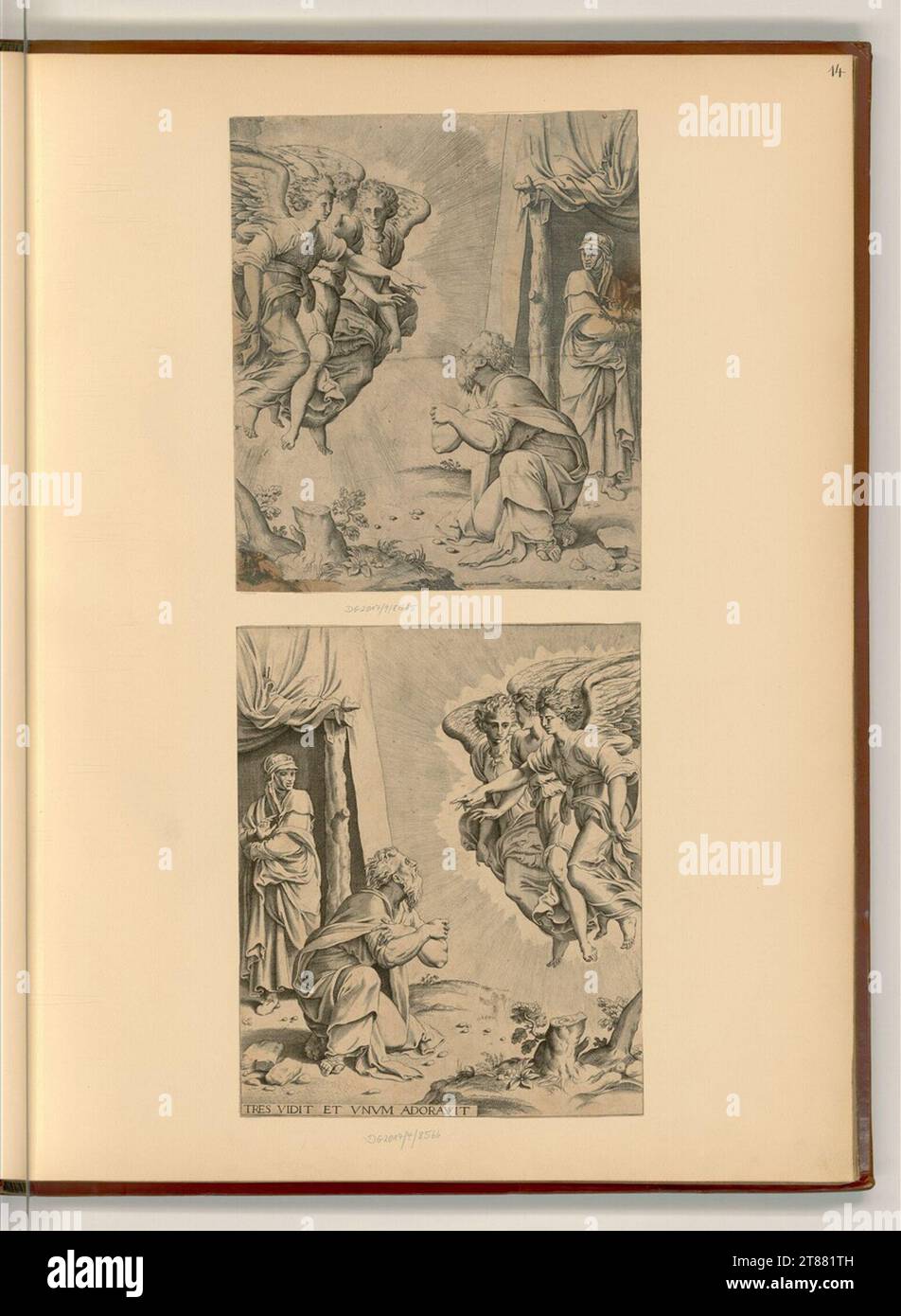 unbestimmt (Engraver) Three angels appear to Abraham. Copper engraving ...