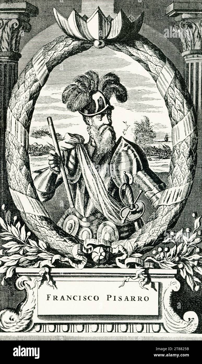 The 1907 caption reads: "Believed to be the image of Francisco Pizarro ...