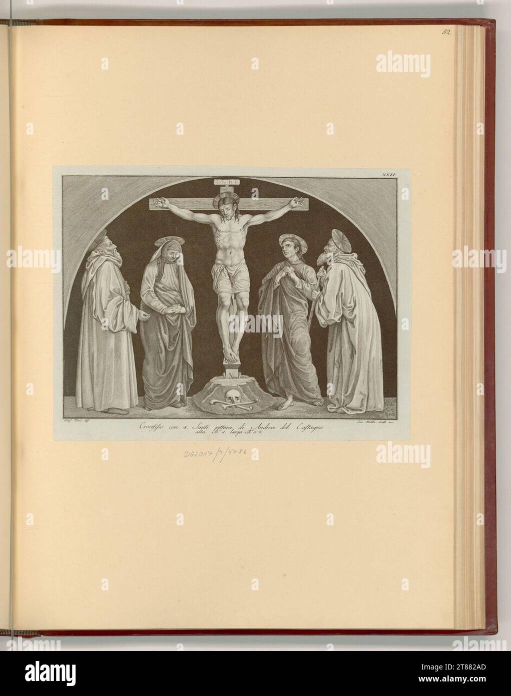 unbestimmt (Engraver) Jesus on the cross with four saints (book ...