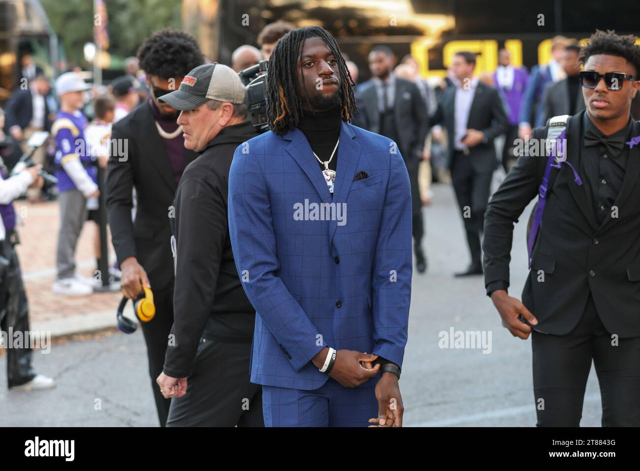 November 18, 2023: LSU wide receiver Brian Thomas Jr. (11) walks down ...