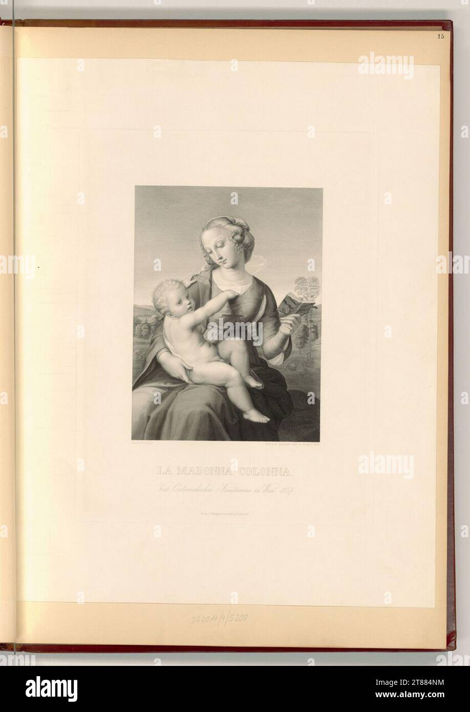 Eduard Mandel (Engraver) Madonna from Colonna. Copper engraving, etching 1855 , 1855 Stock Photo ...