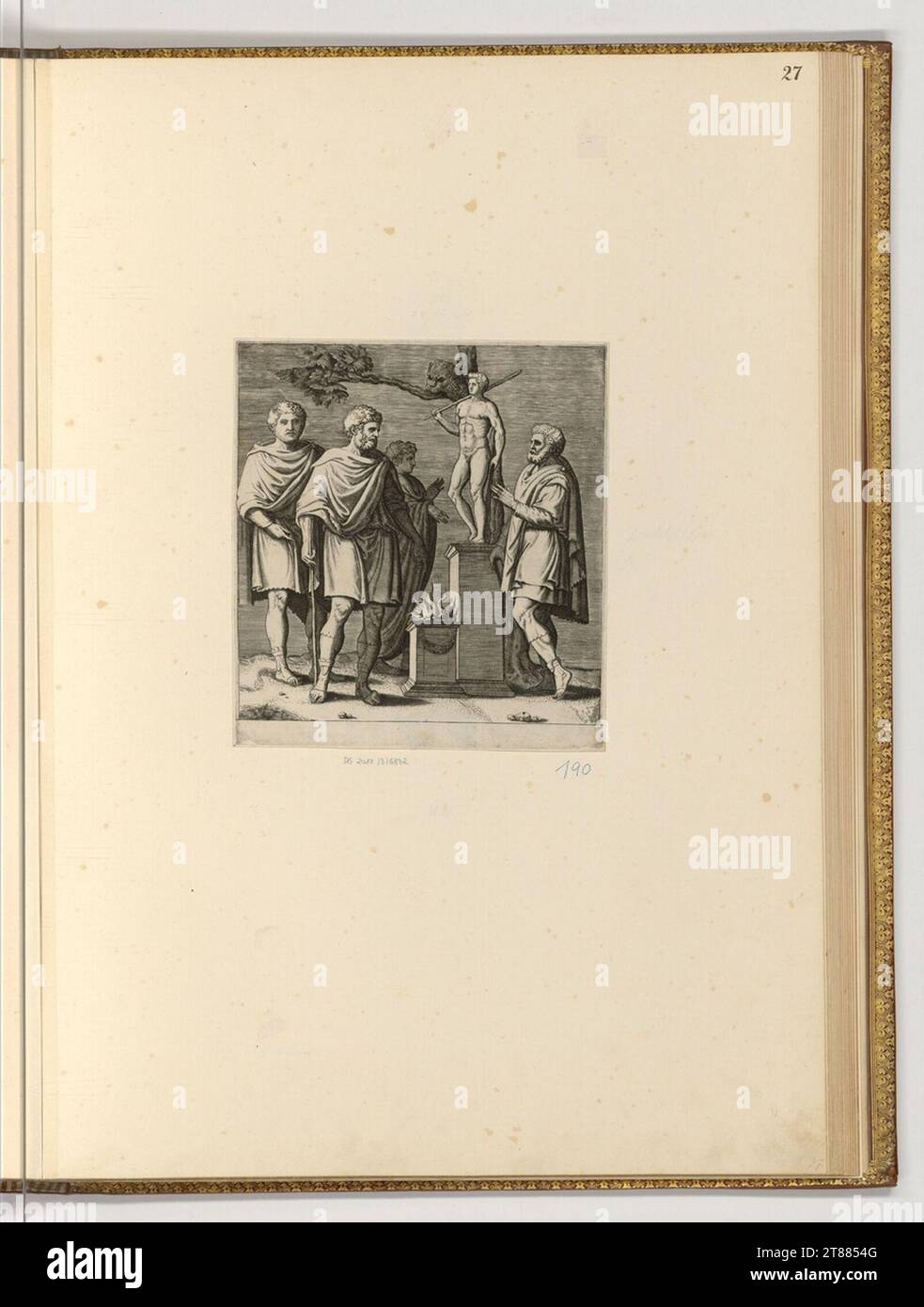unbestimmt Four generals sacrifice at the altar of Hercules. etching 16 ...