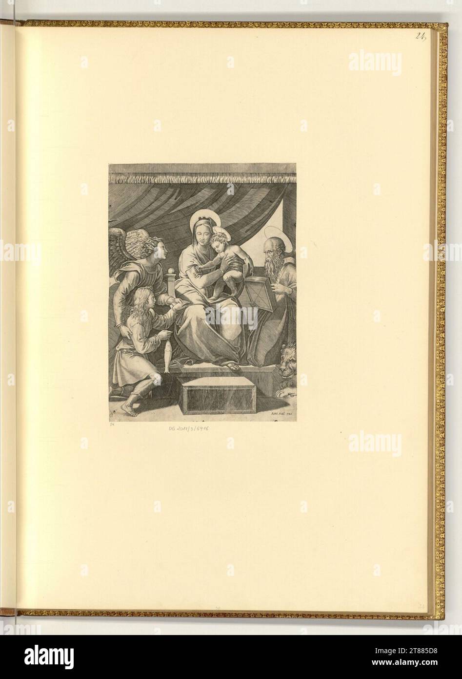 Marcantonio Raimondi Maria with child and the Archangel Raphael with ...