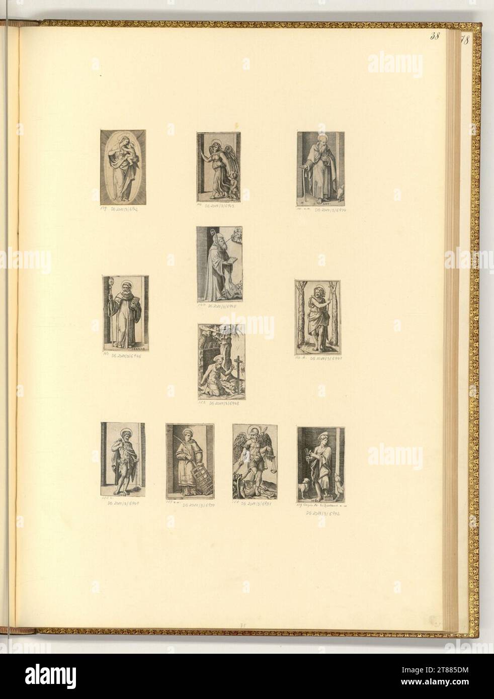 Marcantonio Raimondi Mary with child; Saint. Copper engraving; etching ...