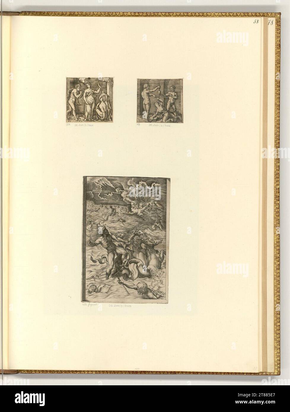 Marcantonio Raimondi Various representations; Neptune on the shell ...