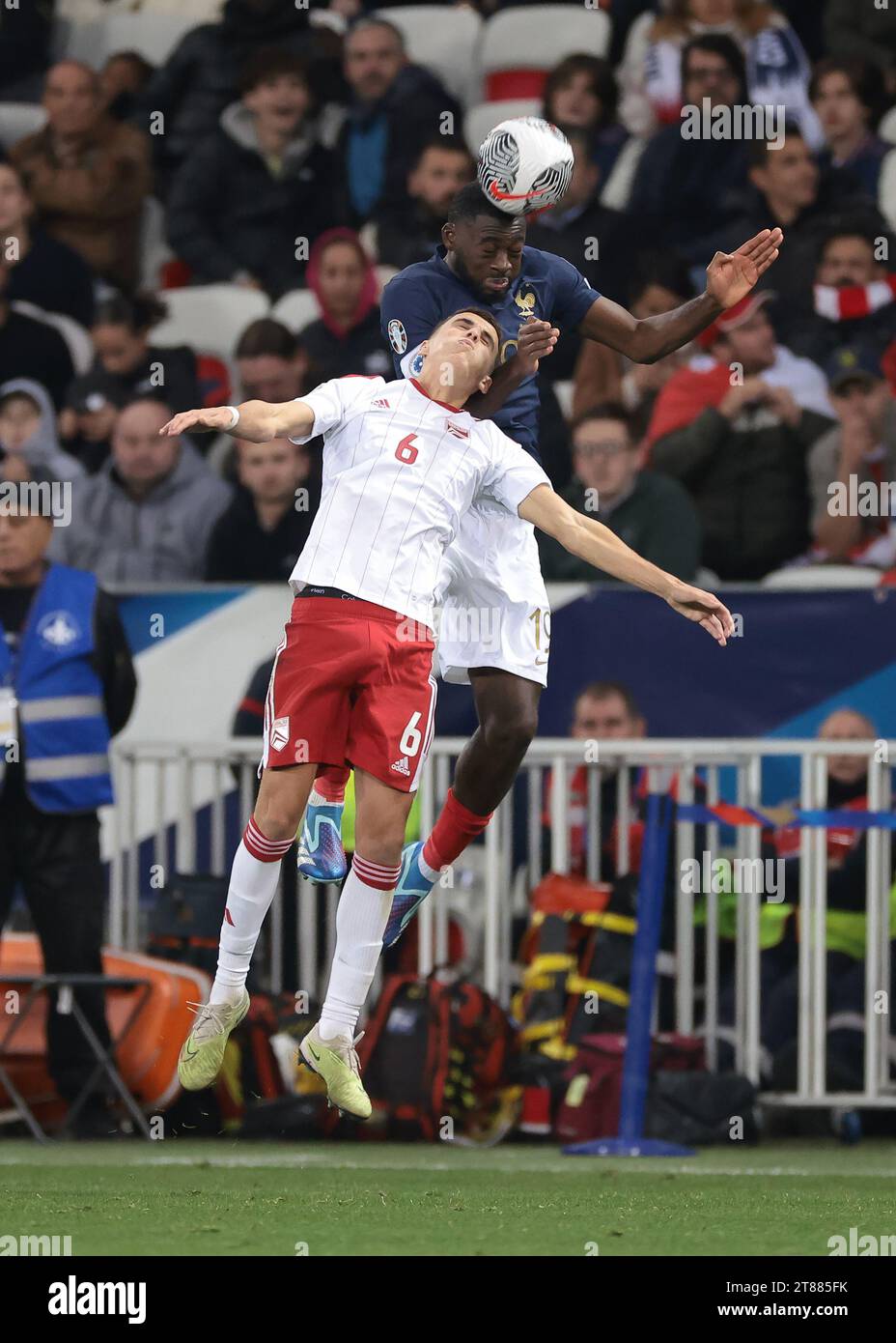 Nice, France. 18th Nov, 2023. Youssouf Fofana of France overpowers ...