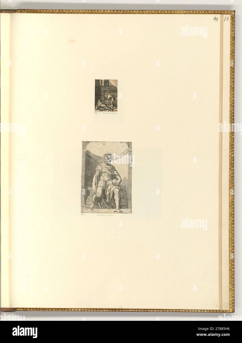 Marcantonio Raimondi Schäfer and Nymph; Man in an antique robe. Copper ...