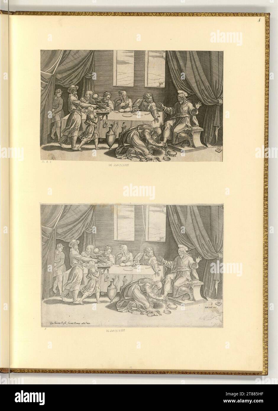 Marcantonio Raimondi Christ in Simons, the Pharisees. Copper engraving ...