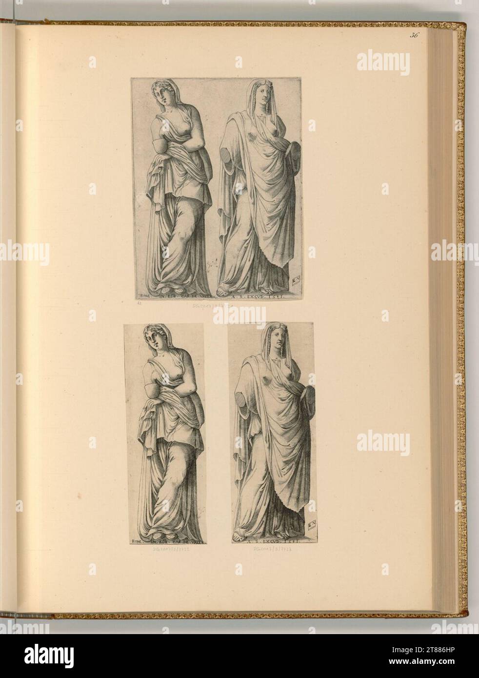 Enea Vico (Engraver) Ancient sculptures. Copper engraving, etching 1540 ...