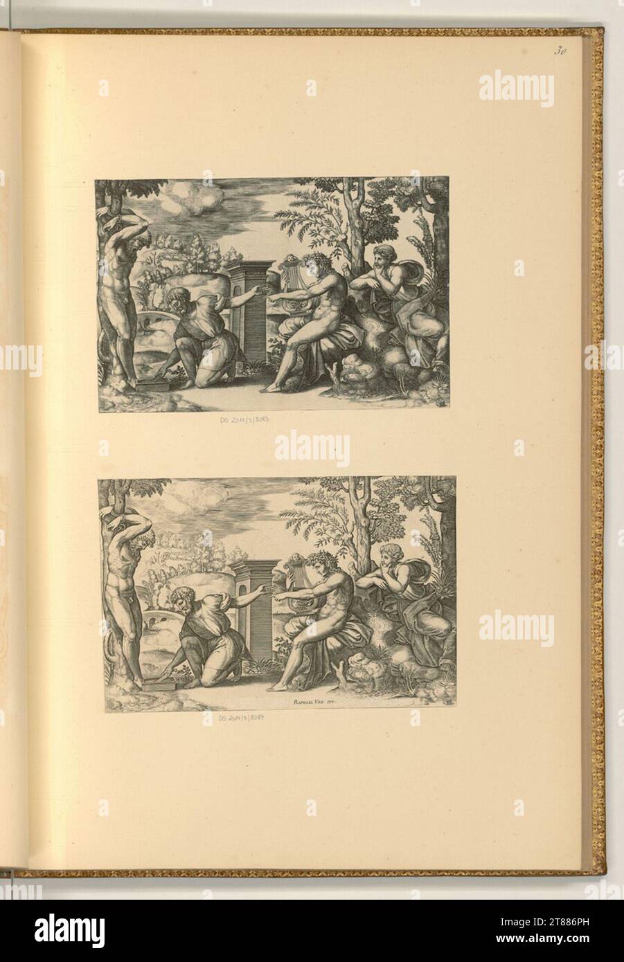Maître au Dé (Engraver) Apollo und Marsyas. Copper engraving print 1530 ...