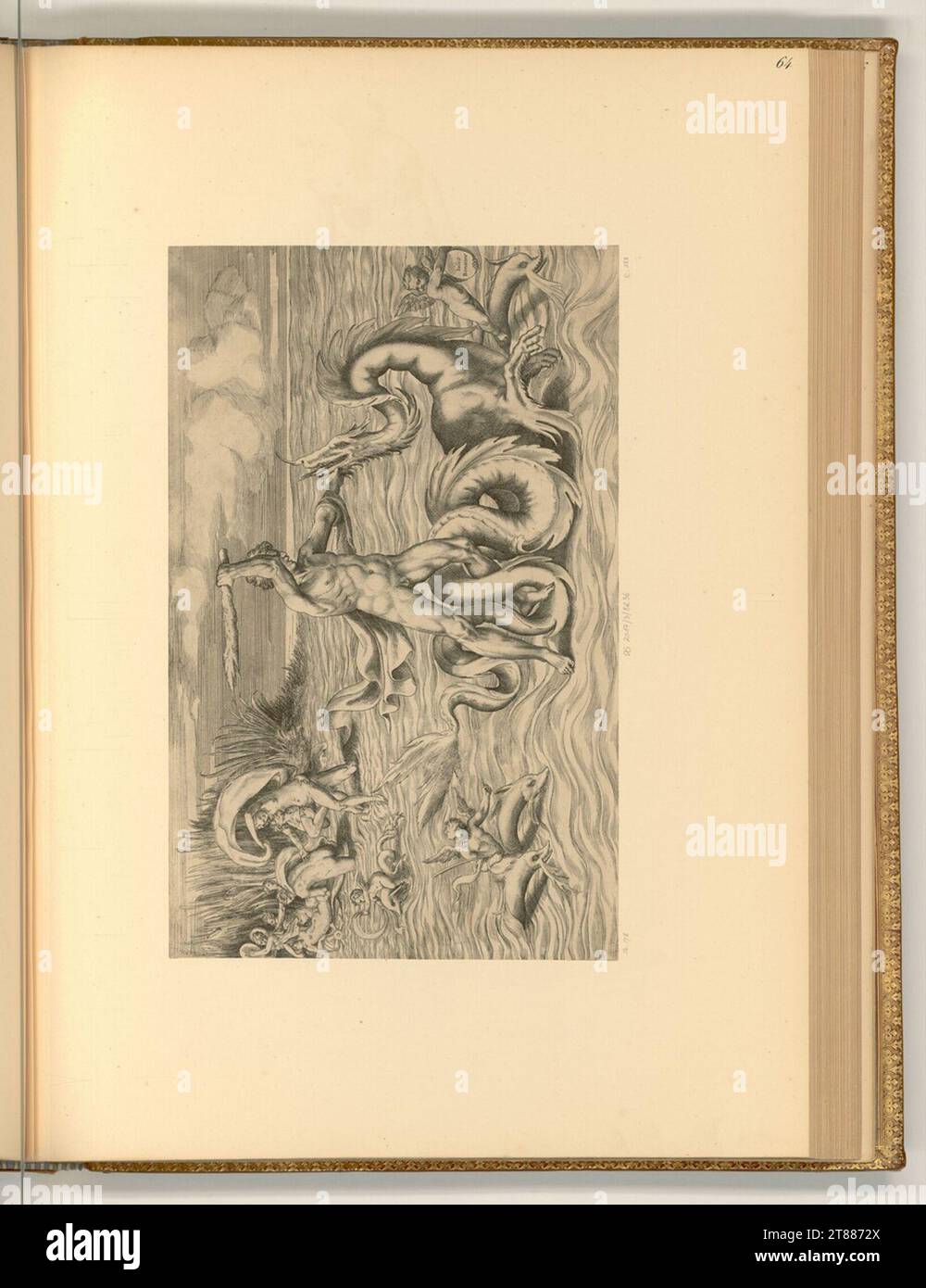 Giulio Bonasone (Engraver) Hercules fights a sea monster. Copper ...