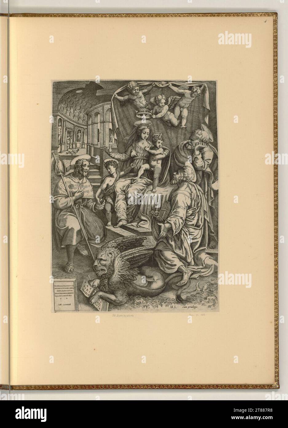 Michele Greco (Engraver) Mary with child and saint. Copper engraving ...