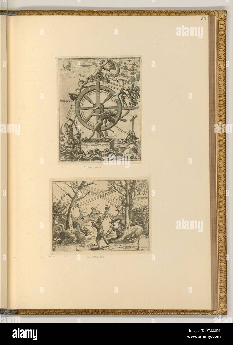 Martino Rota (Engraver) Emblem with wheel of fate; Allegorical ...