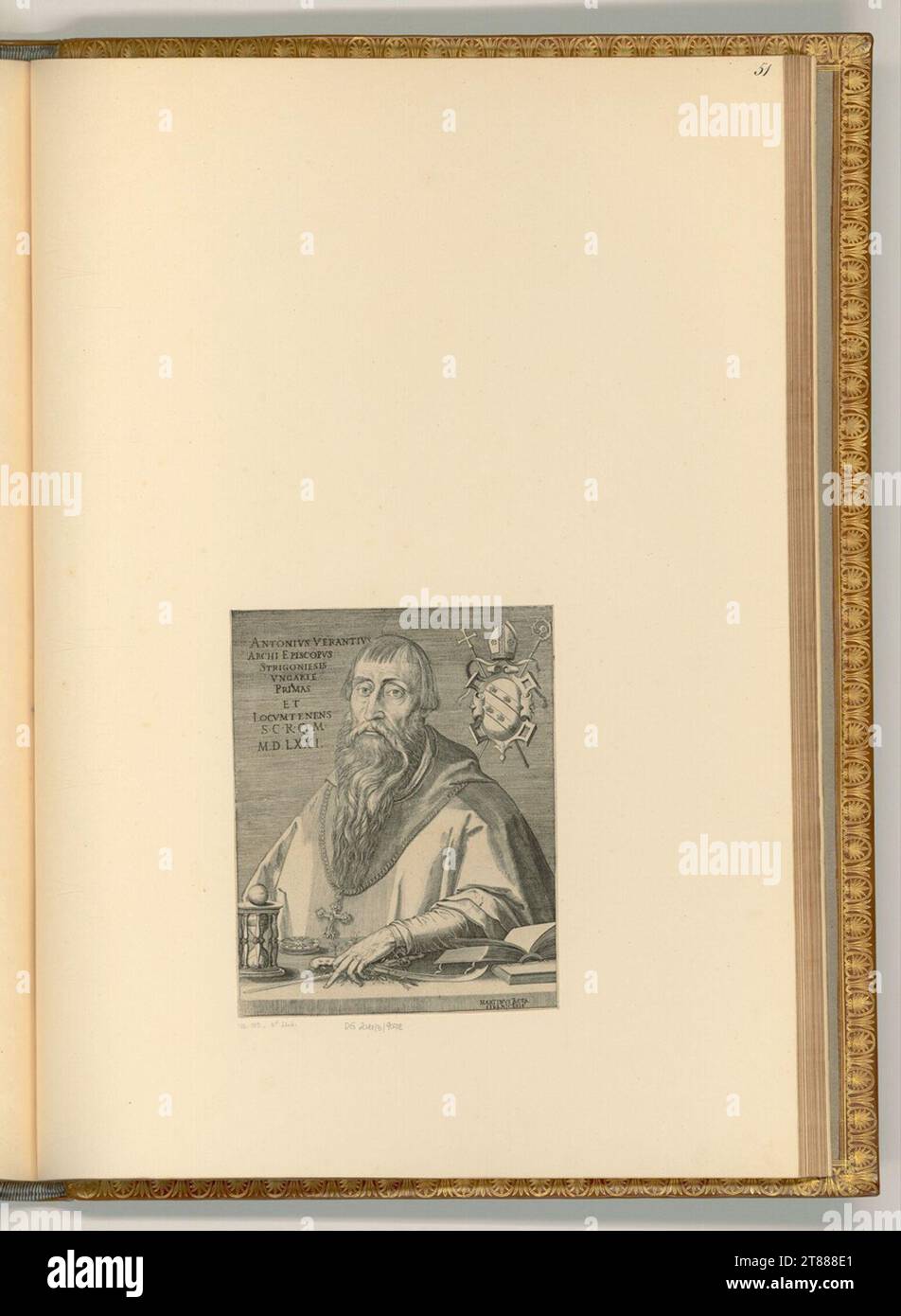 Martino Rota (Engraver) Portrait Antoine Verdci. Copper engraving, etching 1571 , 1571 Stock ...