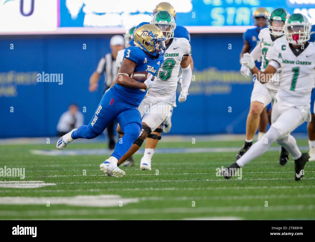 November 18, 2023:.Tulsa Golden Hurricane running back Bill Jackson (3 ...