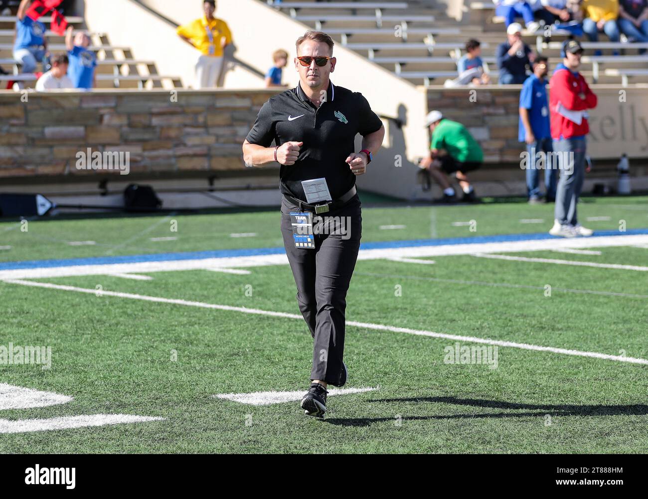 November 18, 2023:.North Texas Mean Green head coach Eric Morris runs ...