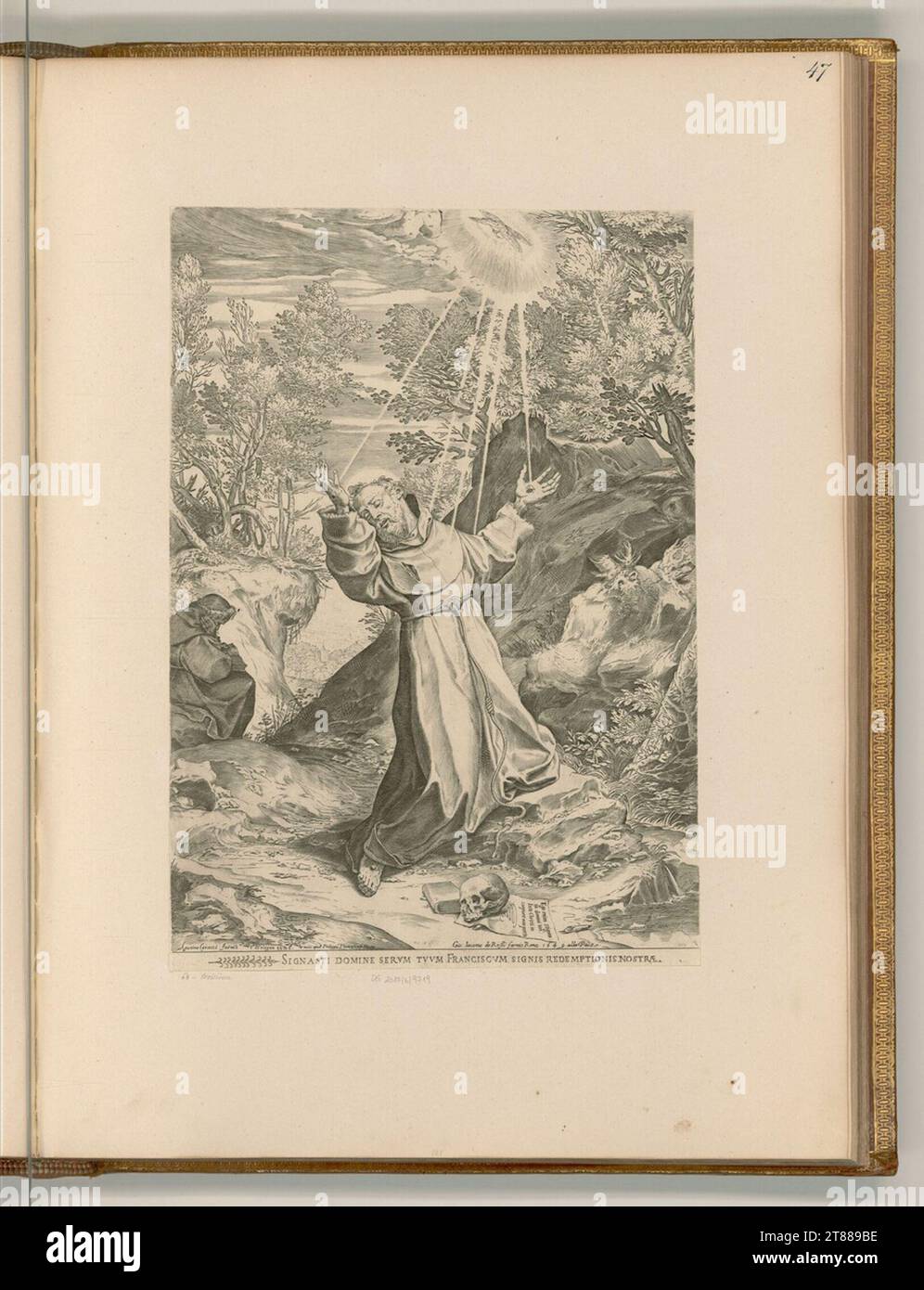Agostino Carracci (Engraver) Franz von Assisi welcomes the stigmata ...