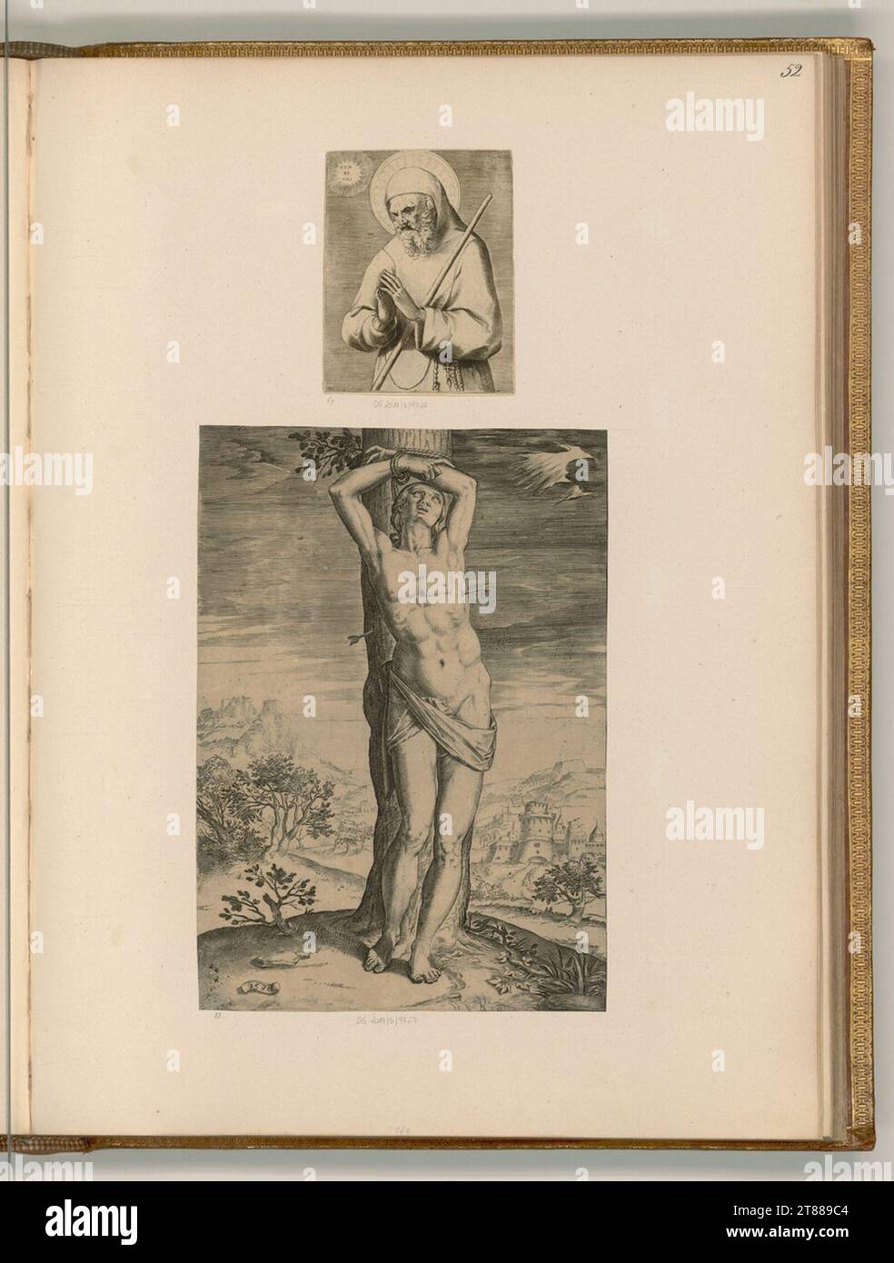 Agostino Carracci (Engraver) Holy Vinzenz von Paul; Saint Sebastian ...