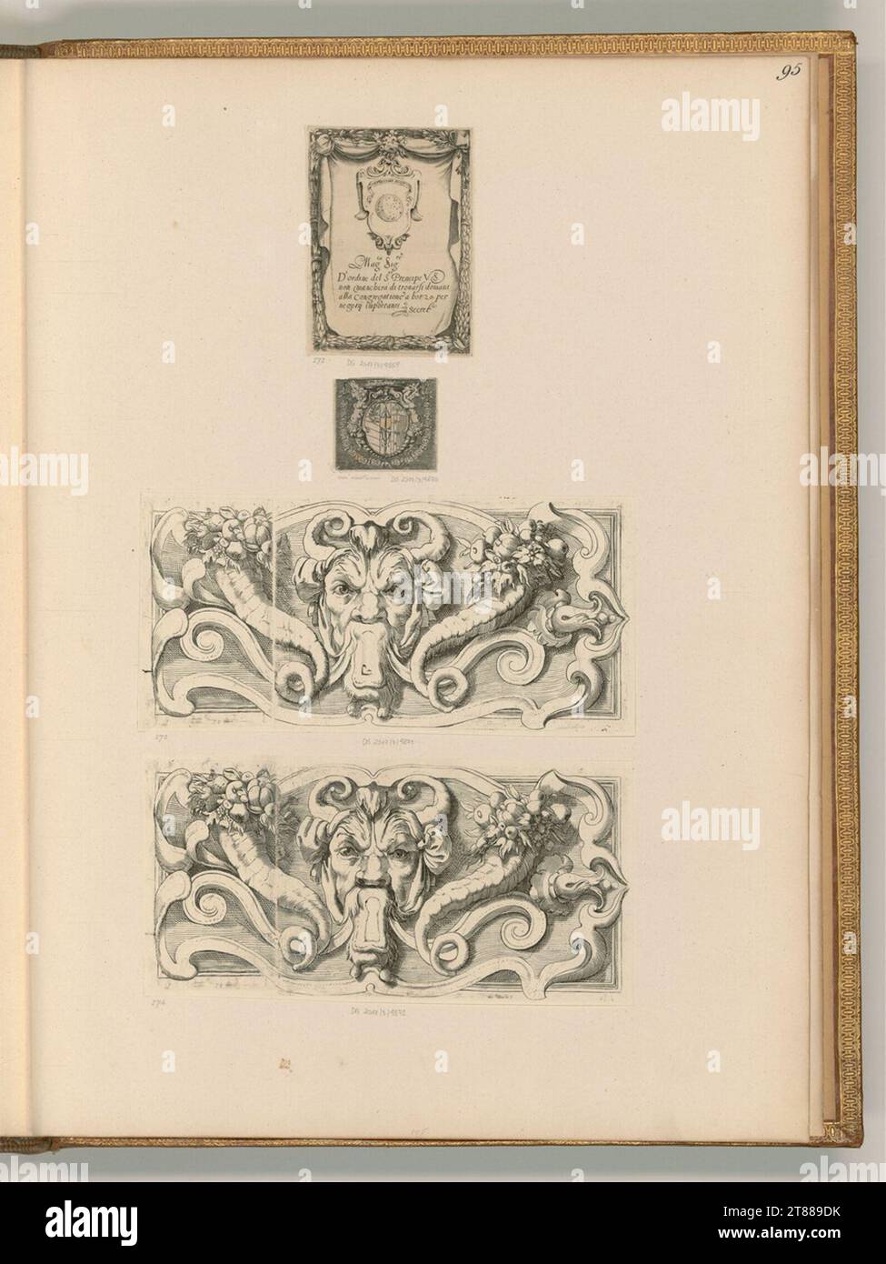 Agostino Carracci (Engraver) Coat of arms and vignettes. Copper ...