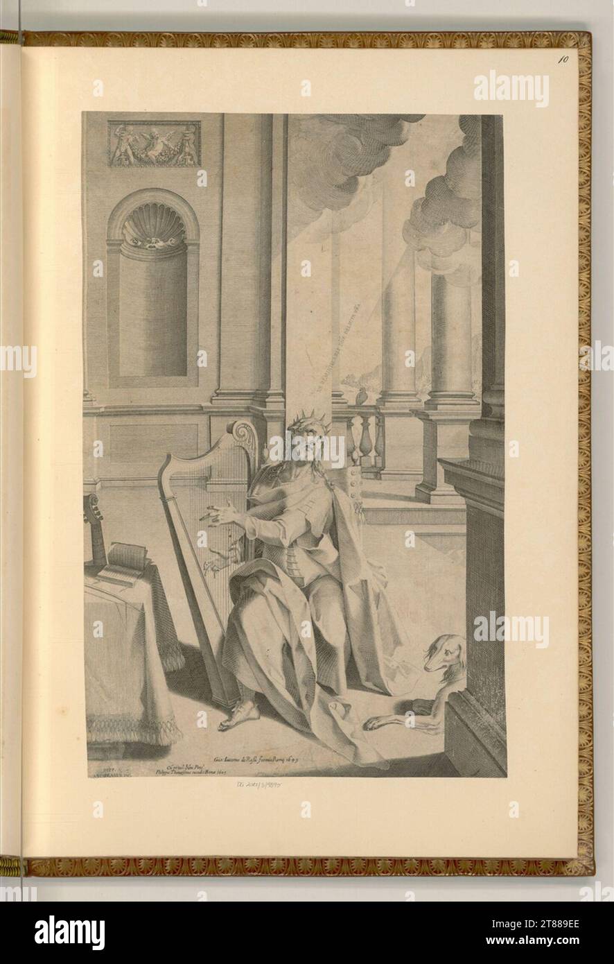 Francesco Villamena (Engraver) David plays the harp. Copper engraving ...