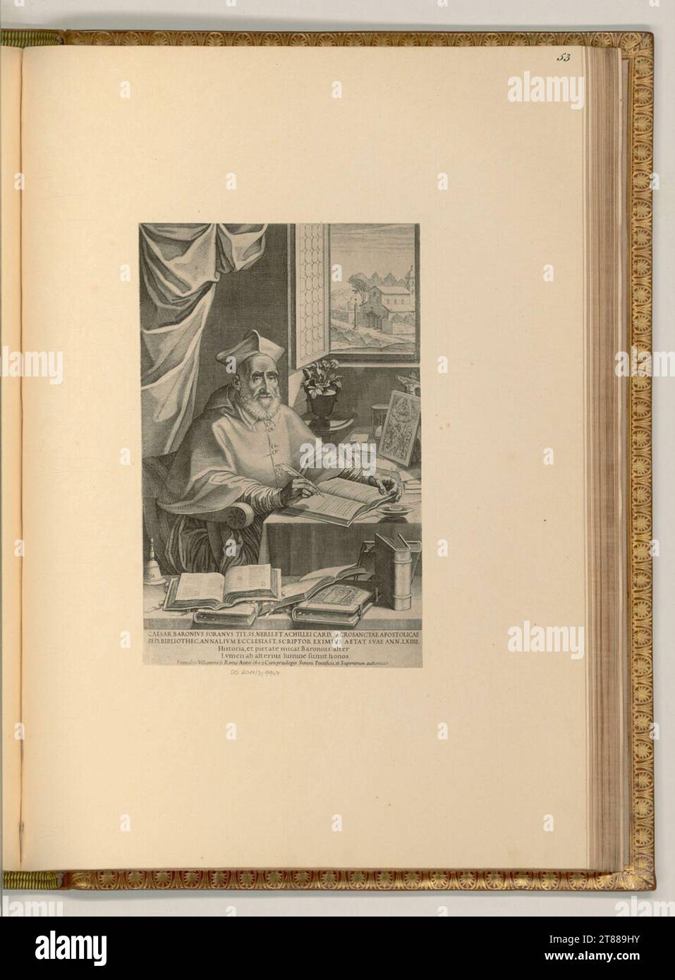 Francesco Villamena (Engraver) Three -quarter portrait Cesare Baronio ...