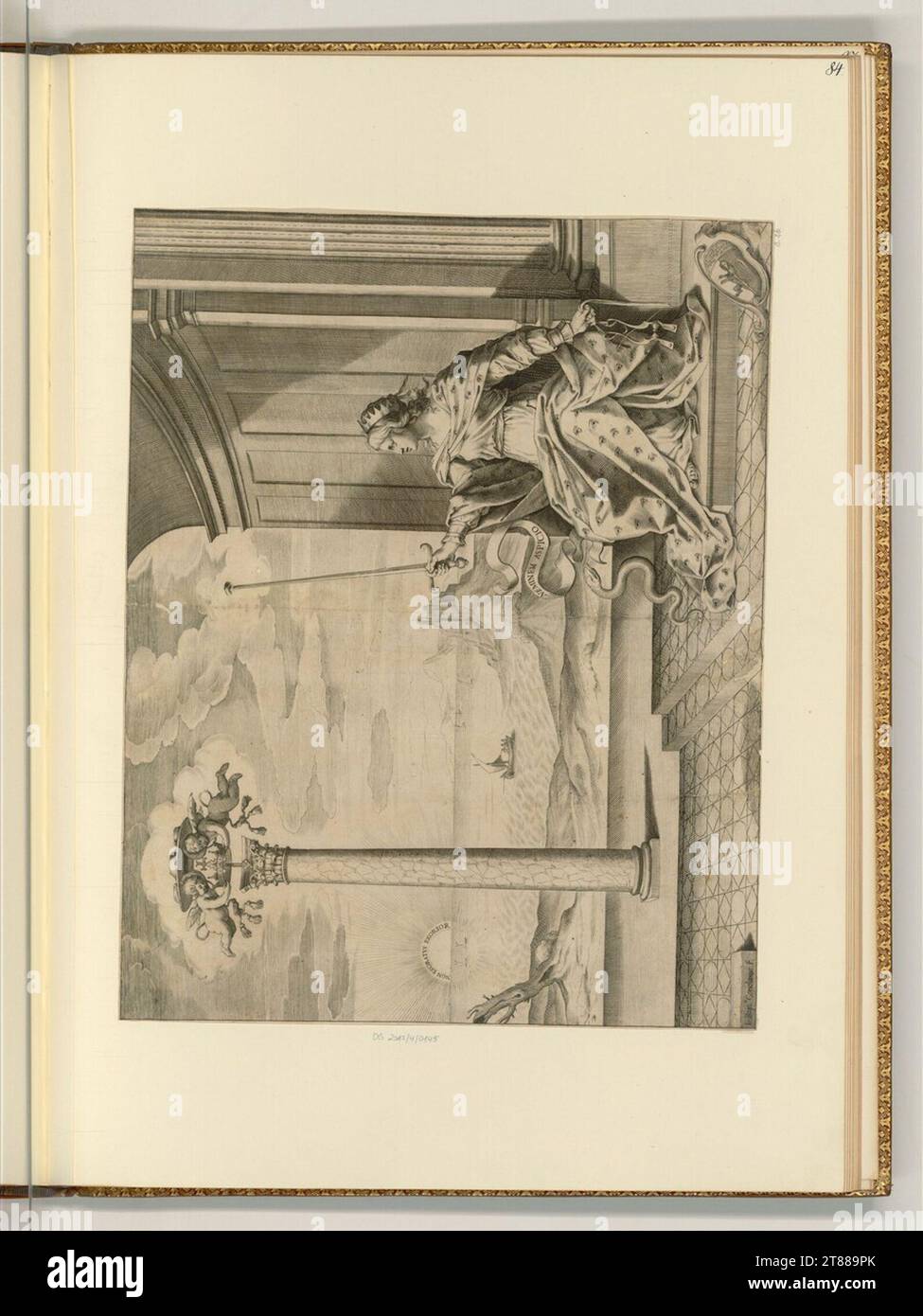 Giovanni Battista Coriolani (Engraver) Ruler in front of a pillar with ...