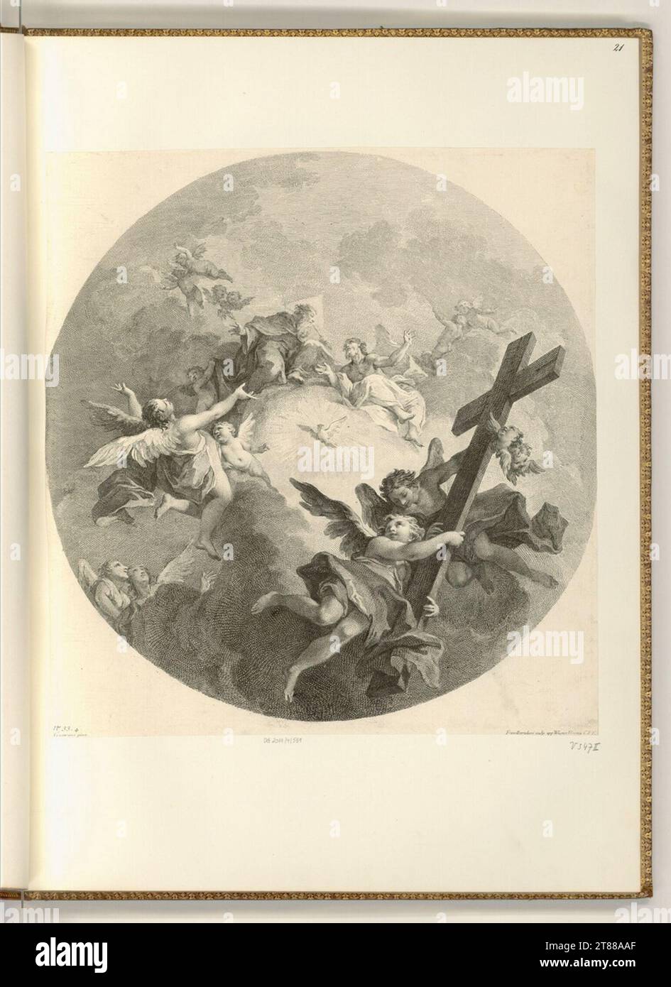 Francesco Bartolozzi (Engraver) Holy Trinity and Angels with a cross ...