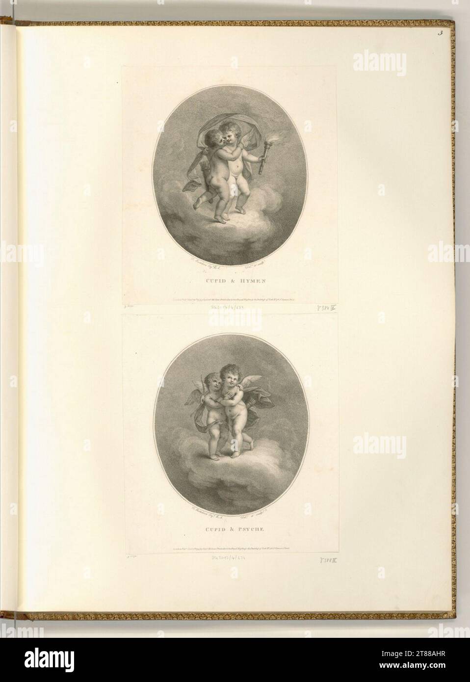 Francesco Bartolozzi (Engraver) Cupid and hymen; Amor and psyche. Etching, punctuation manner ...