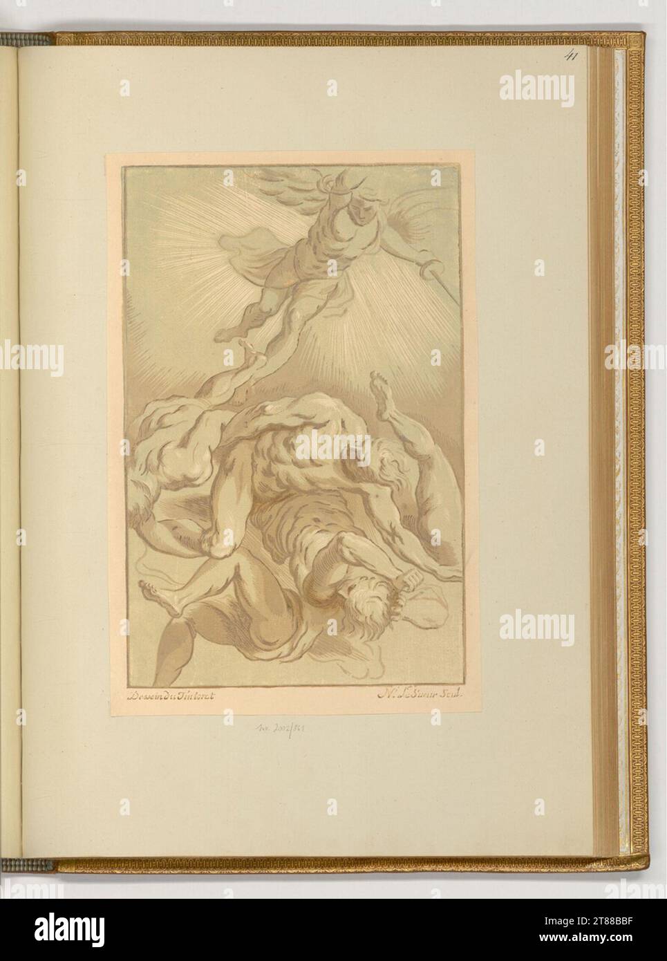 Nicolas Le Sueur Hell fall. Clair OBSCUR woodcut of four plates 18 ...