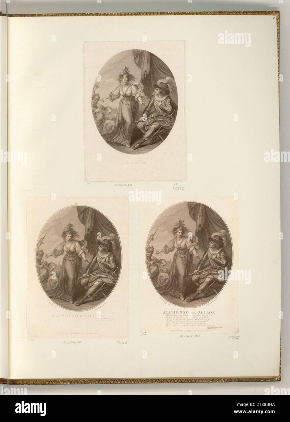 Francesco Bartolozzi (Engraver) Alphonso and Aciloe. Dotier manner, etching 1788 , 1788 Stock ...